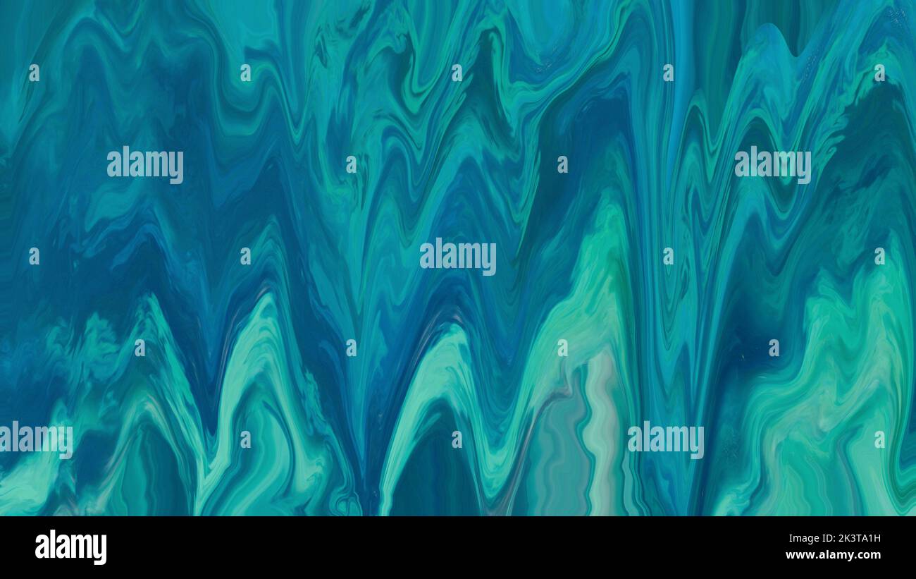 Fluid liquid abstract background texture of turquoise and blue color ...