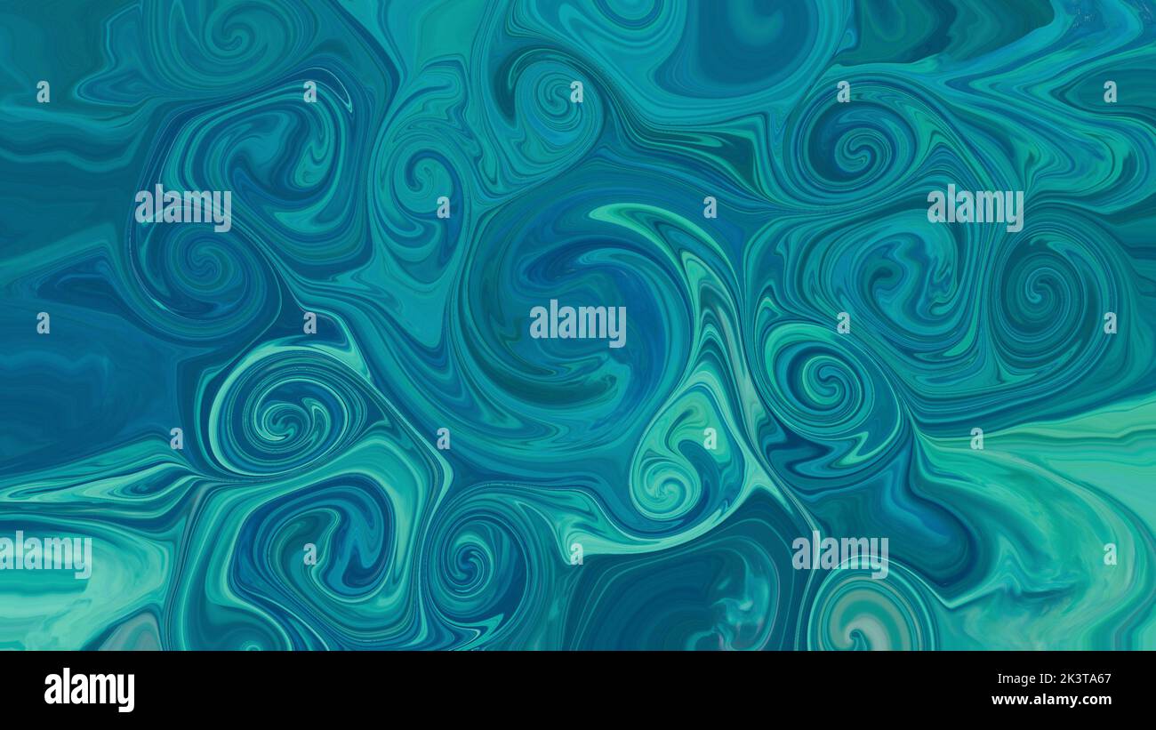 Abstract blue and turquoise color liquid marble swirl texture ...