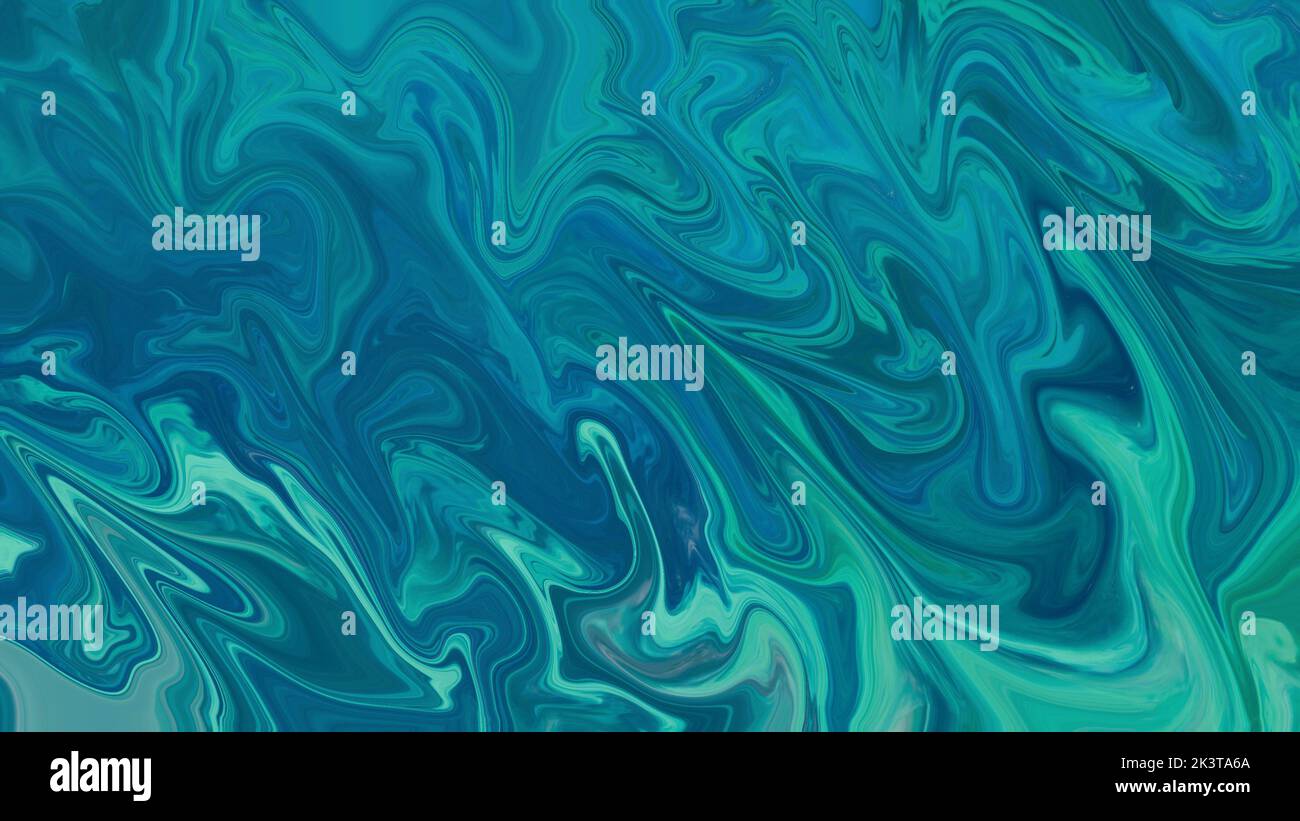 Abstract turquoise blue liquid marble swirl texture background or ...