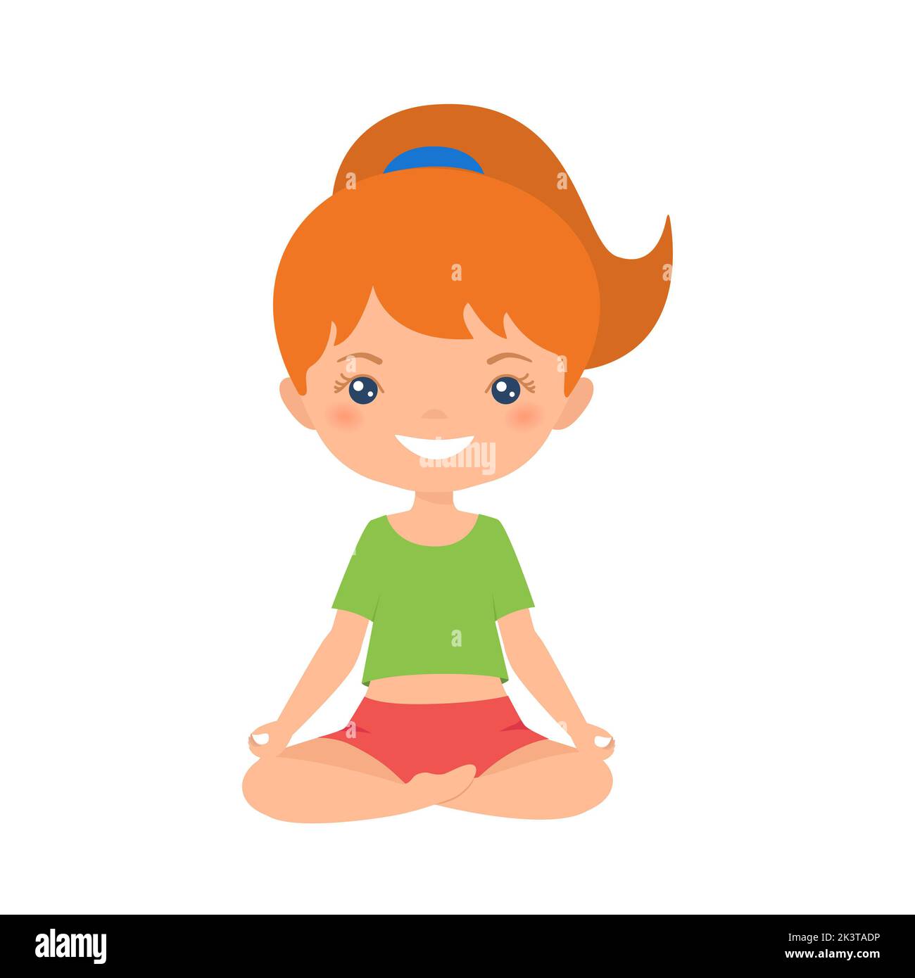 Cute chibi girl doing yoga. Happy childhood concept. Cartoon flat style ...