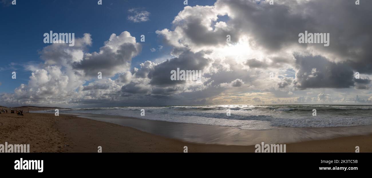 Panorama of beach of the Atlantic Ocean - wide Stock Photo - Alamy