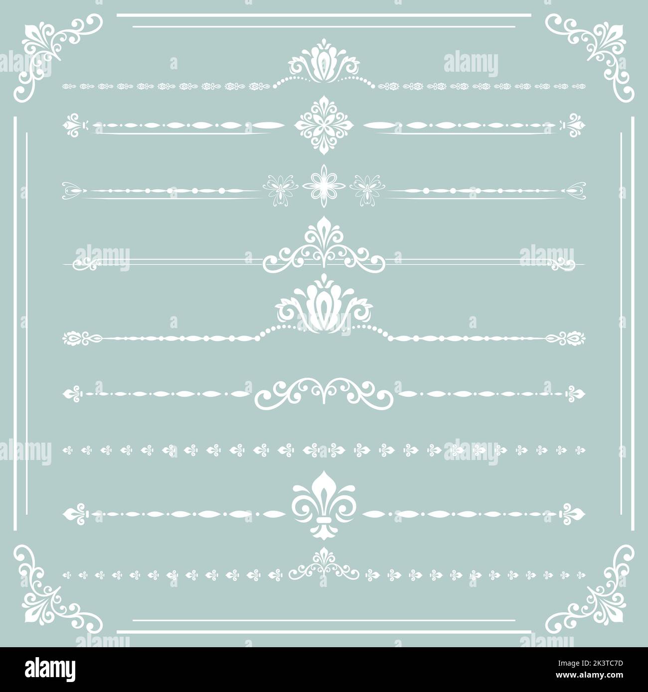 Vintage set of decorative elements. Horizontal separators in the frame ...