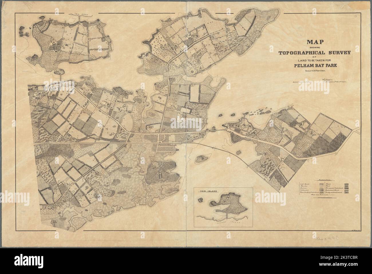 Map showing topographical survey of land to be taken for Pelham Bay ...