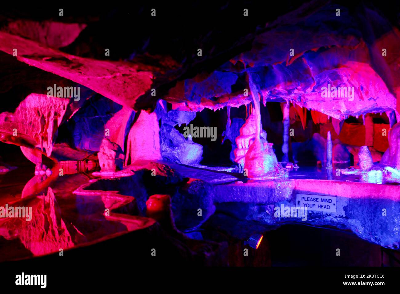 Cheddar Caves - Please Mind Your Head Stock Photo - Alamy