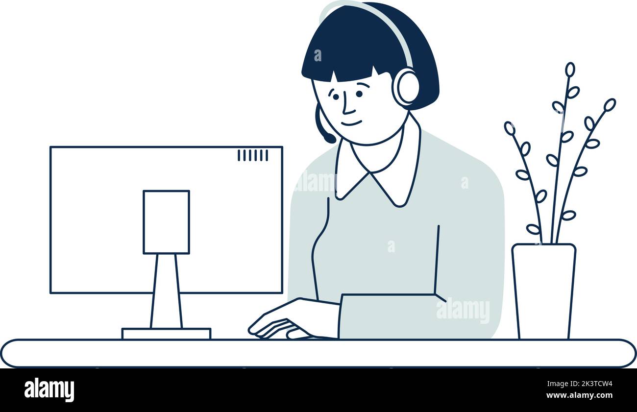 Student headset computer Stock Vector Images - Alamy