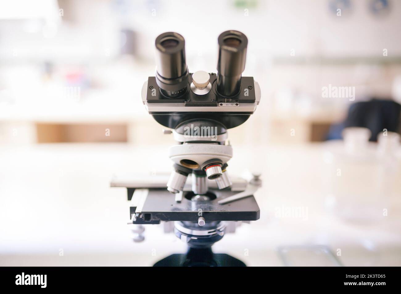 Microscope on blurred background hi-res stock photography and images ...