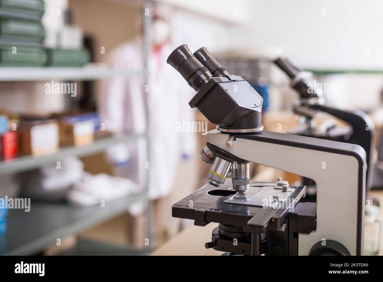 Microscope on blurred background hi-res stock photography and images ...