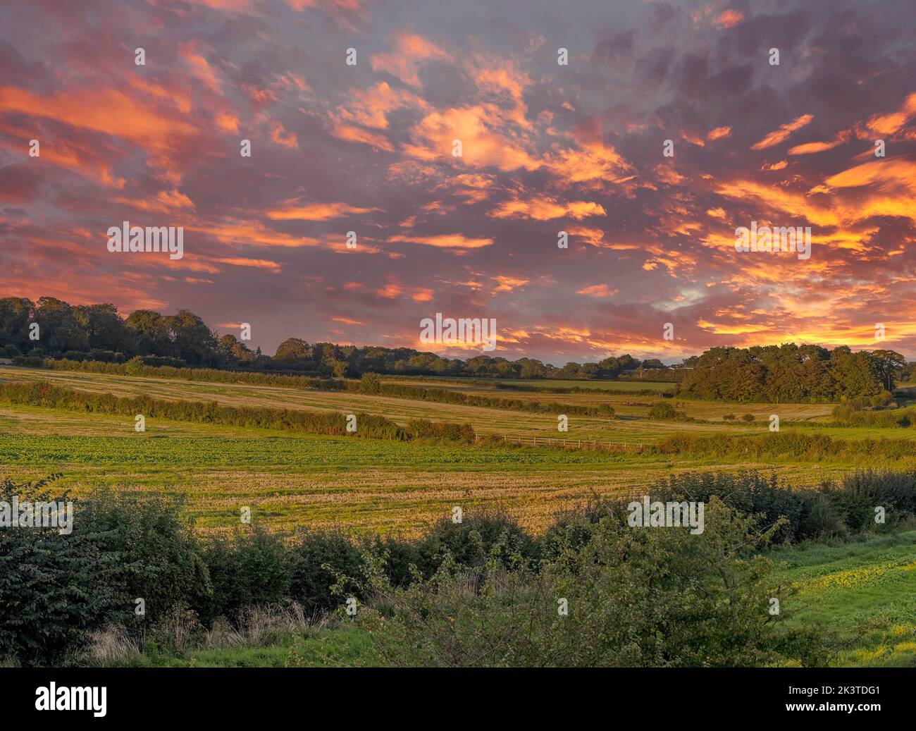 Beautiful Scottish Farmlands at sunset with farming fields at the heart ...