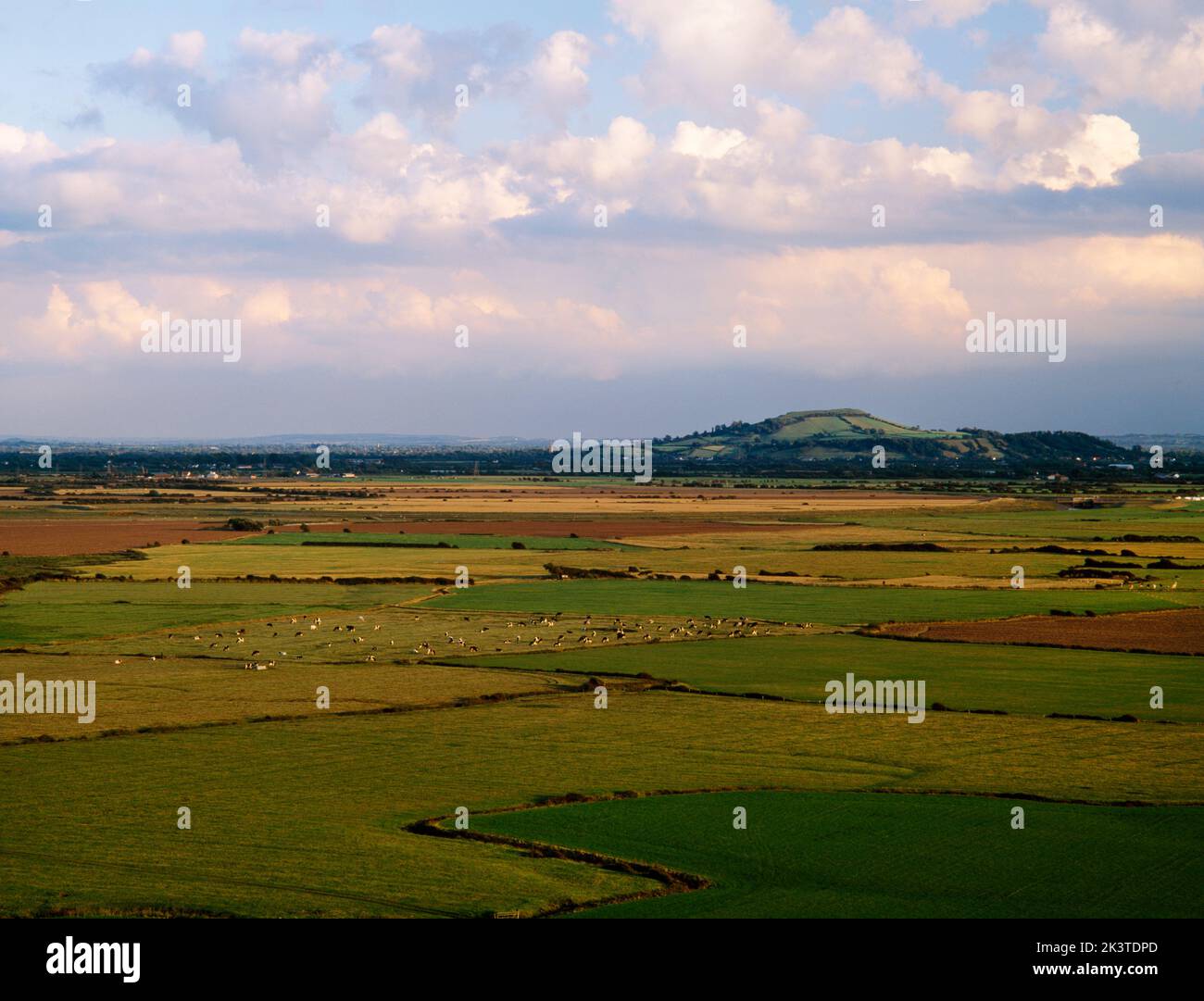 Brent Knoll hill and Iron Age fort seen from Brean Down, Burnham on Sea ...