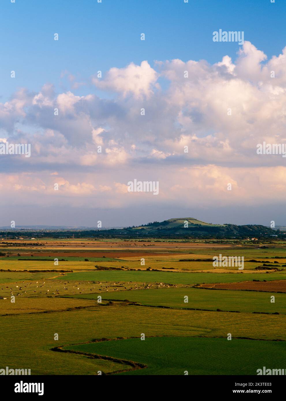 Brent Knoll hill and Iron Age fort seen from Brean Down, Burnham on Sea ...