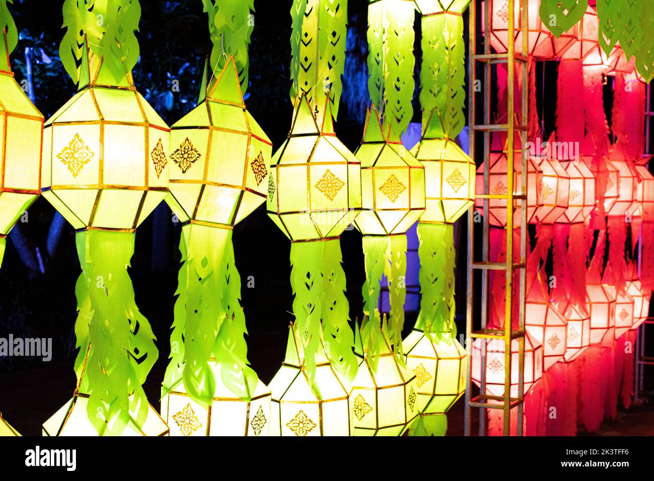 Background picture of multi colored paper lantern in night Color Image ...