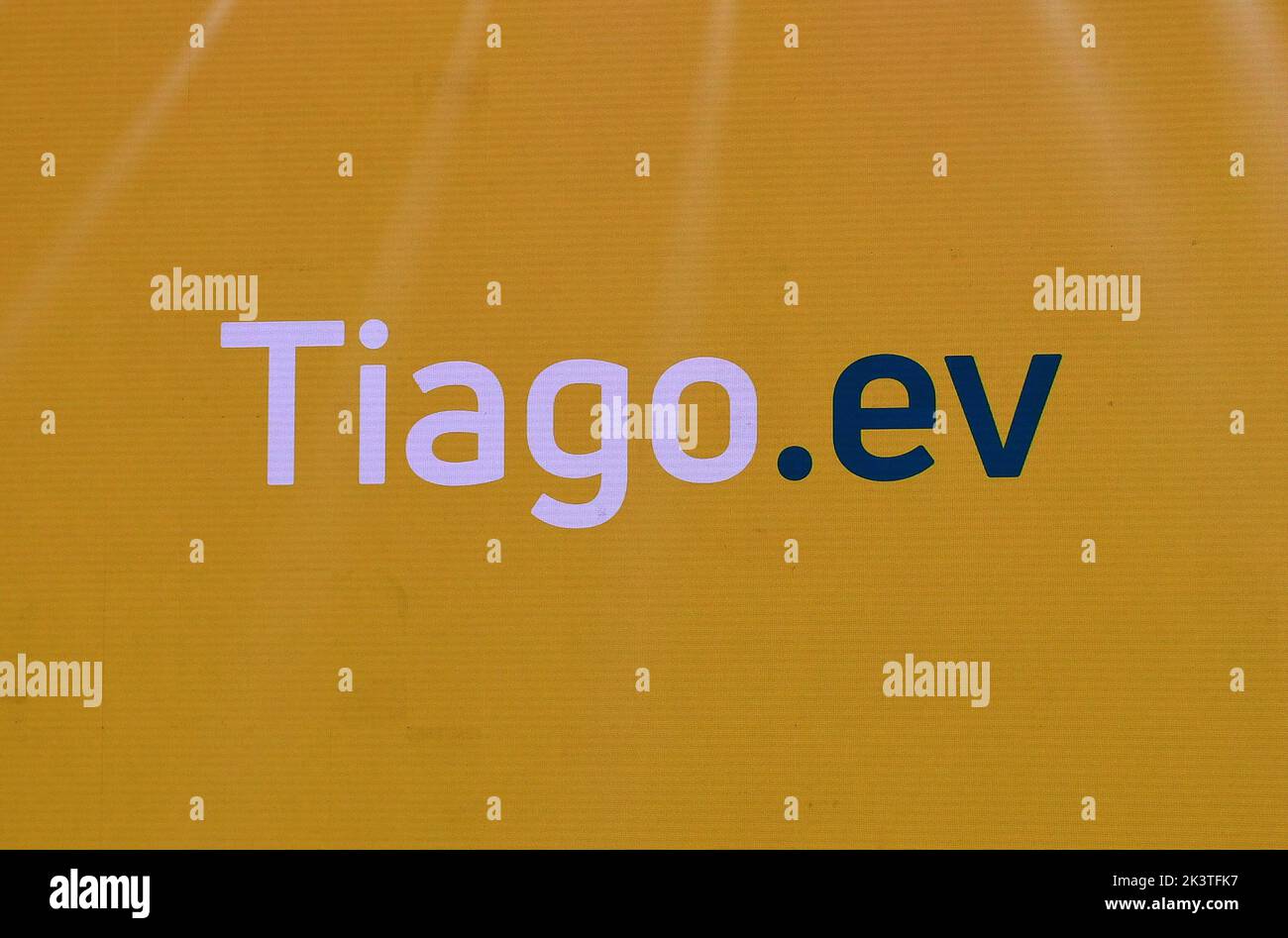 Mumbai, India - 28 Sep 2022, Tata Tiago electric vehicle logo seen on ...