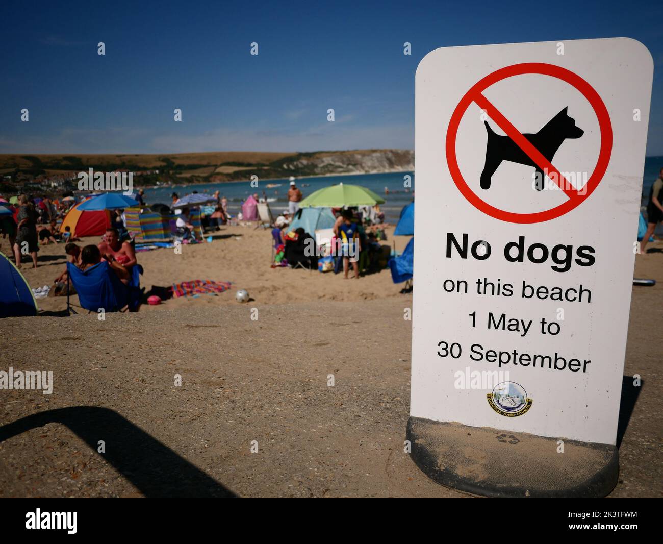 No dogs on the beach during summer, Swanage, Dorset UK Stock Photo - Alamy
