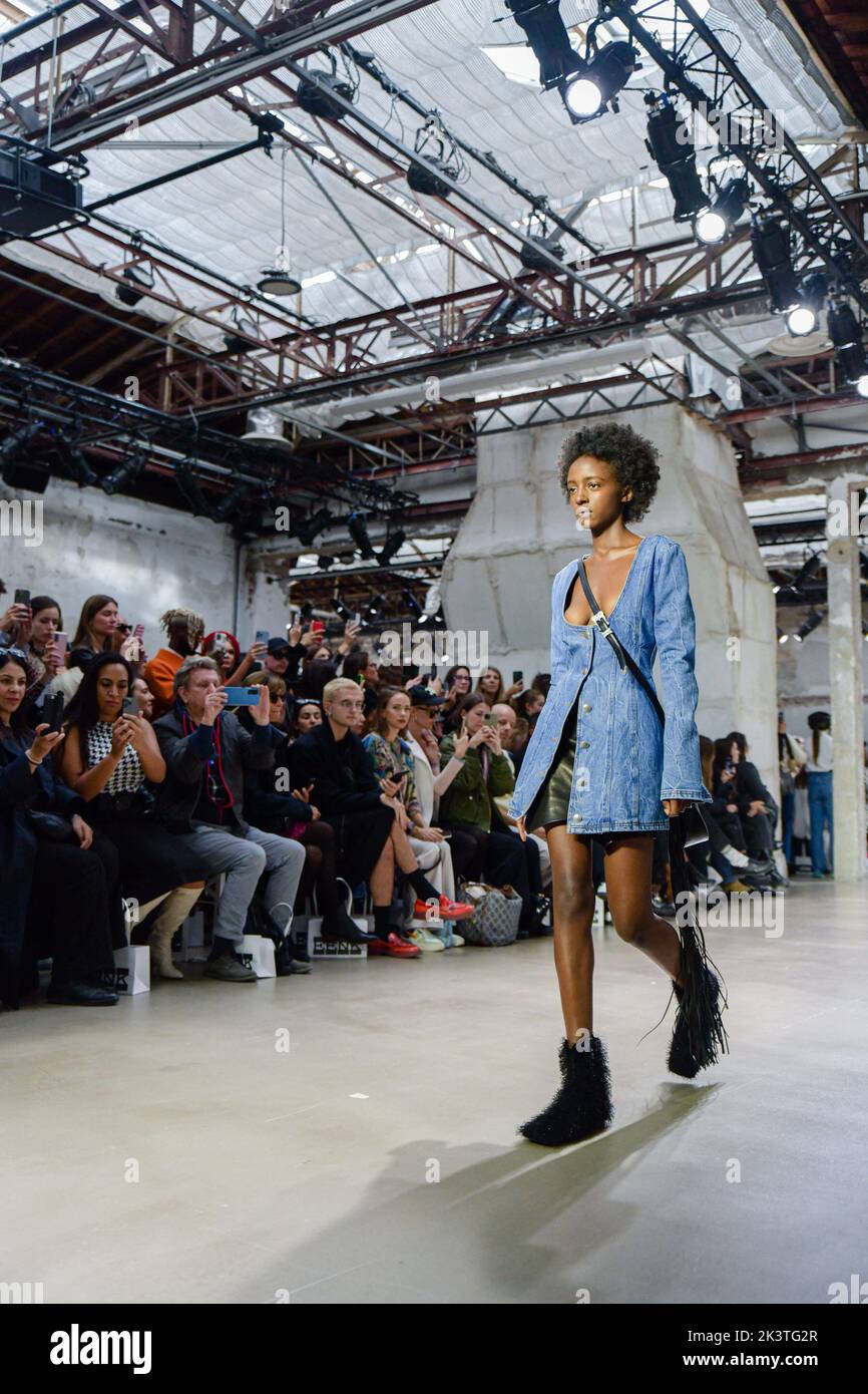 Paris, France, September 28, 2022. A model walks the runway during the EENK show as part of ...