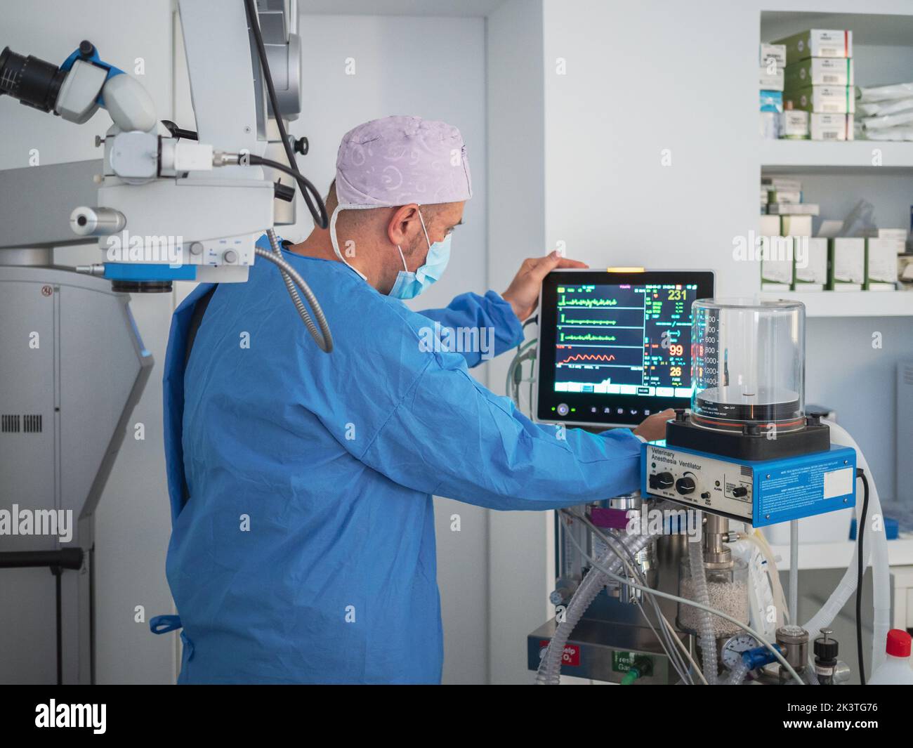 Professional doctor in medical uniform examining modern vital signs ...