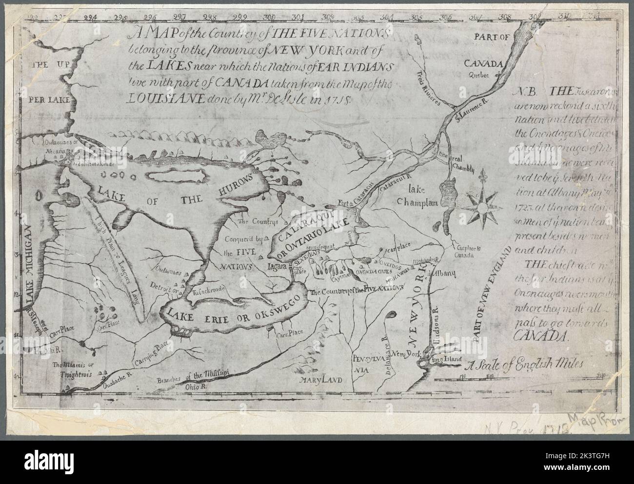 A map of the countrey of the Five Nations belonging to the province of ...