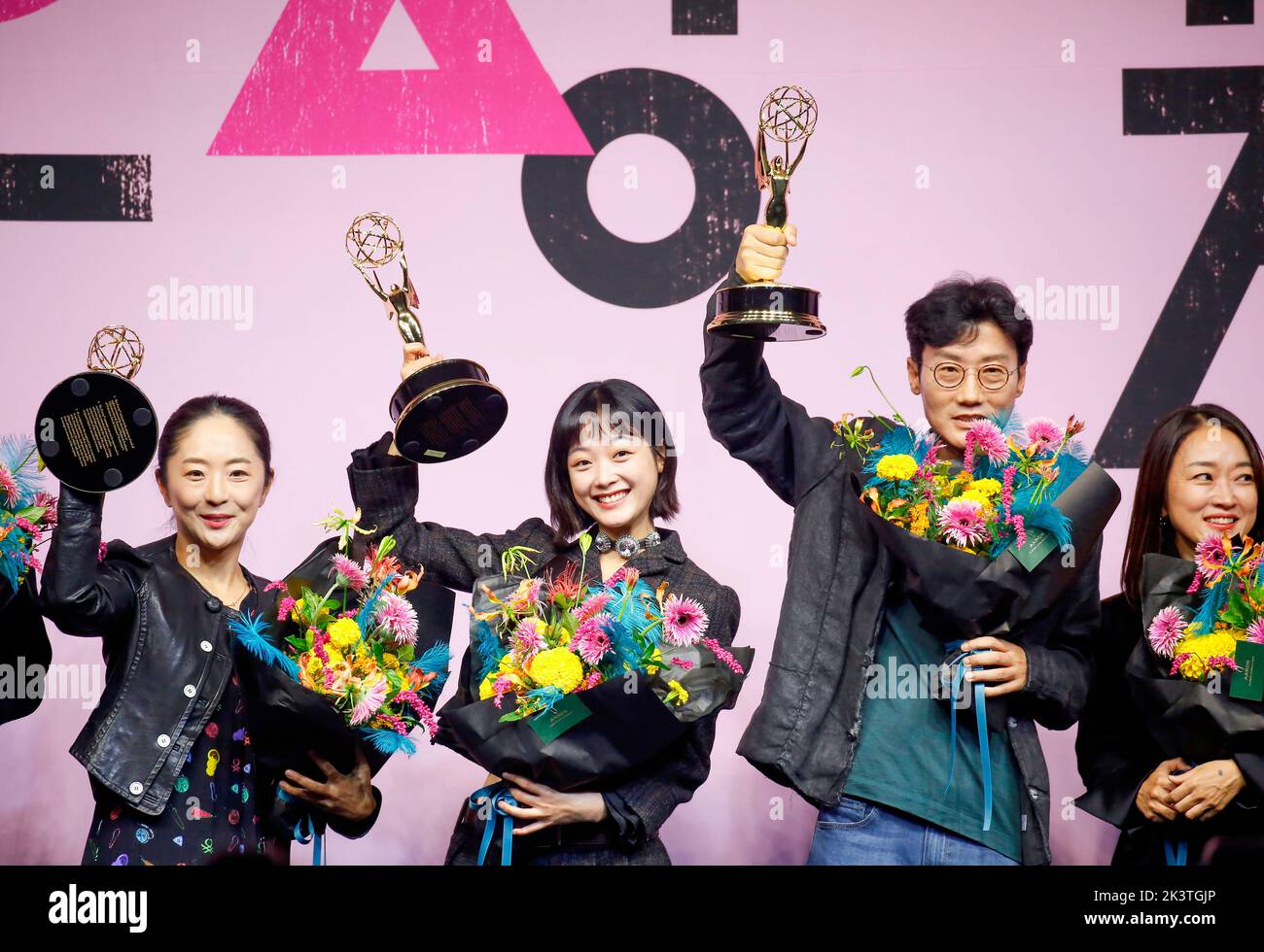 (L-R) Chae Kyoung-Sun, Lee Yoo-Mi, Hwang Dong-Hyuk and Kim Ji-Yeon, Sep ...