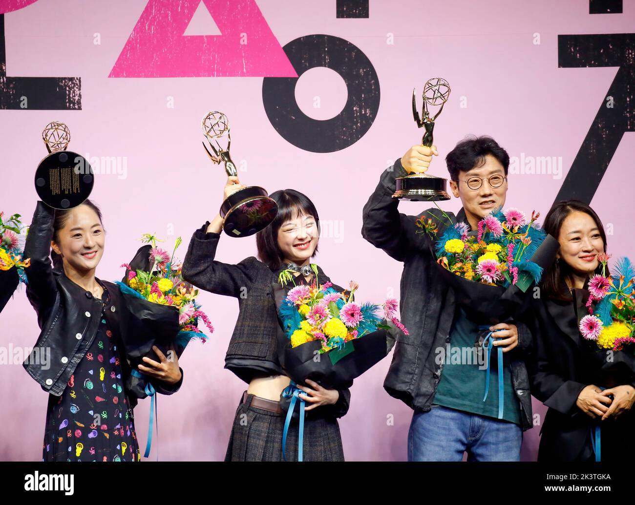 (L-R) Chae Kyoung-Sun, Lee Yoo-Mi, Hwang Dong-Hyuk and Kim Ji-Yeon, Sep ...