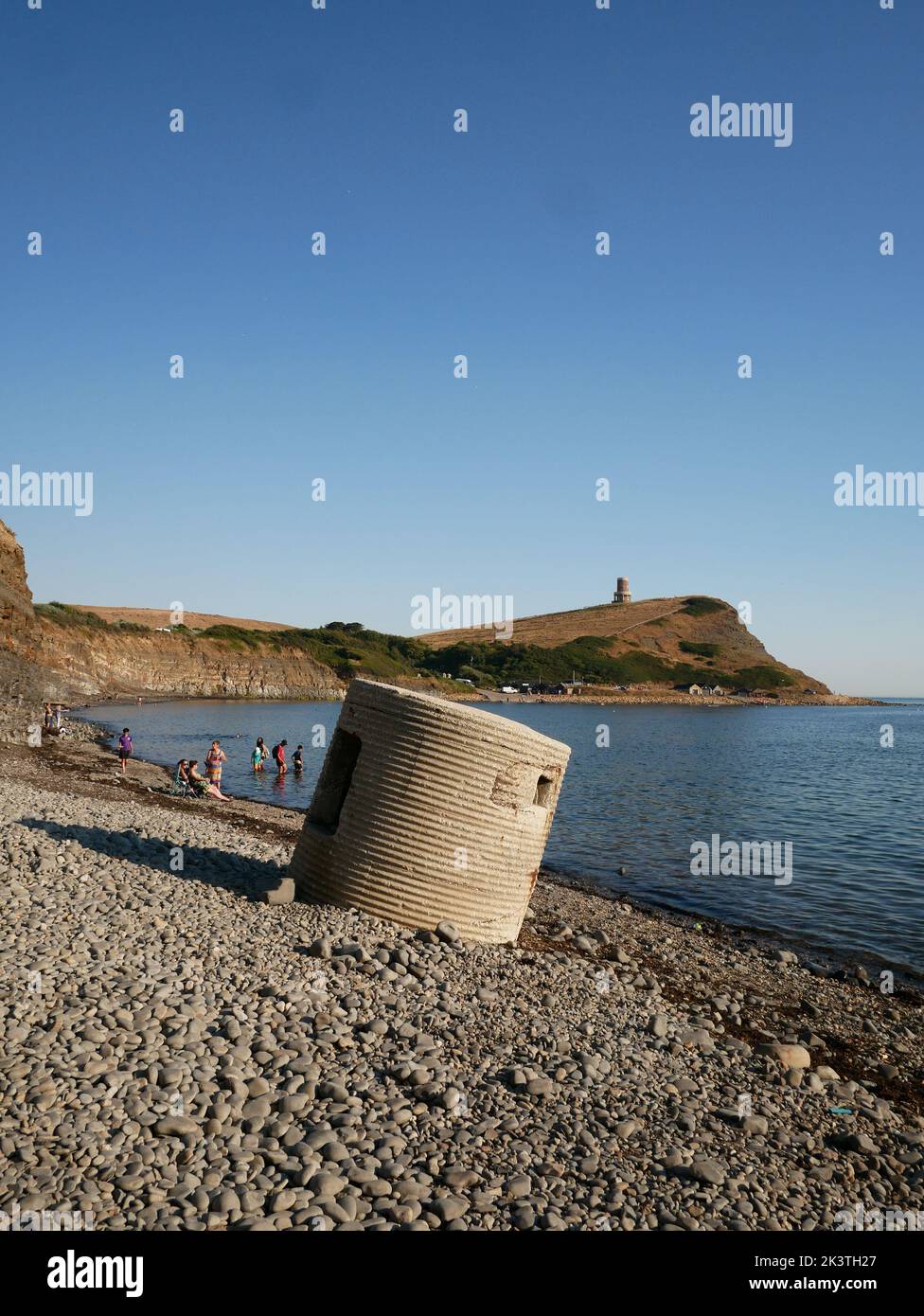World War II fortification on the beach at Kimmeridge Bay, Dorset UK ...
