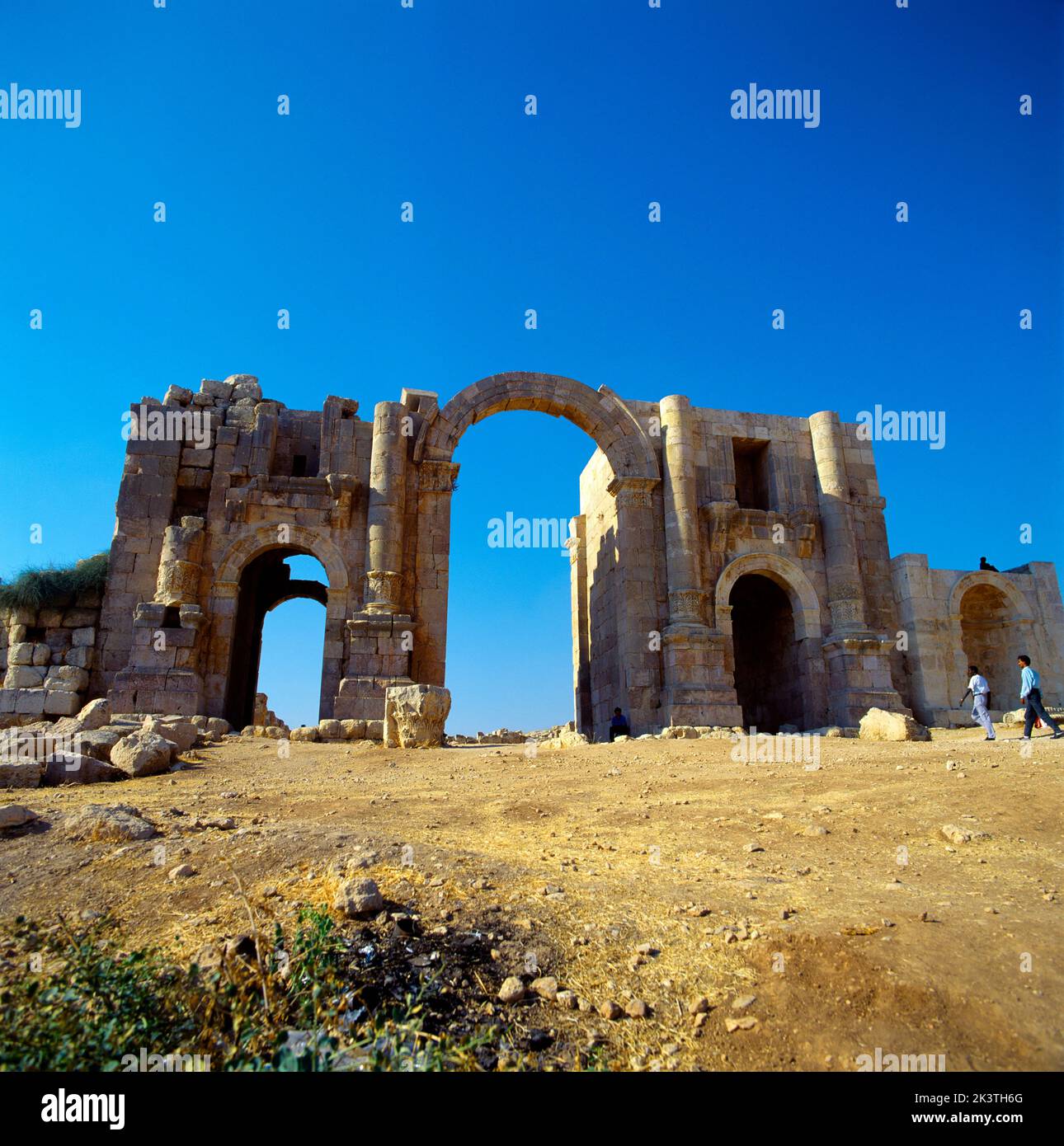 Jerash Jordan Roman Arch Hadrians Gate Before Restoration - Erected in ...