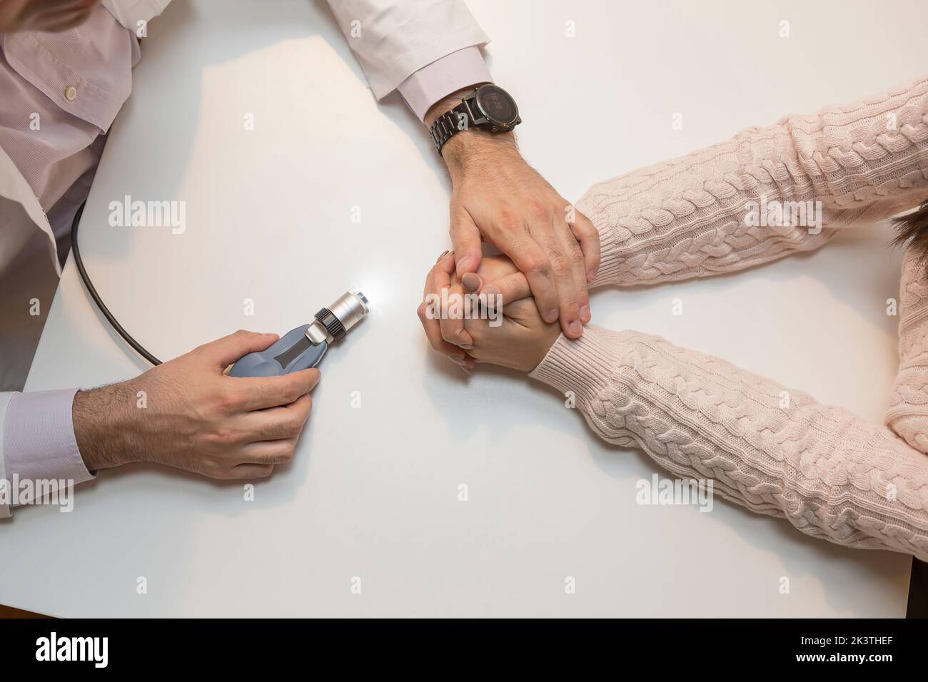 Systemic sclerosis diagnosis concept, hands of a doctor and a patient ...