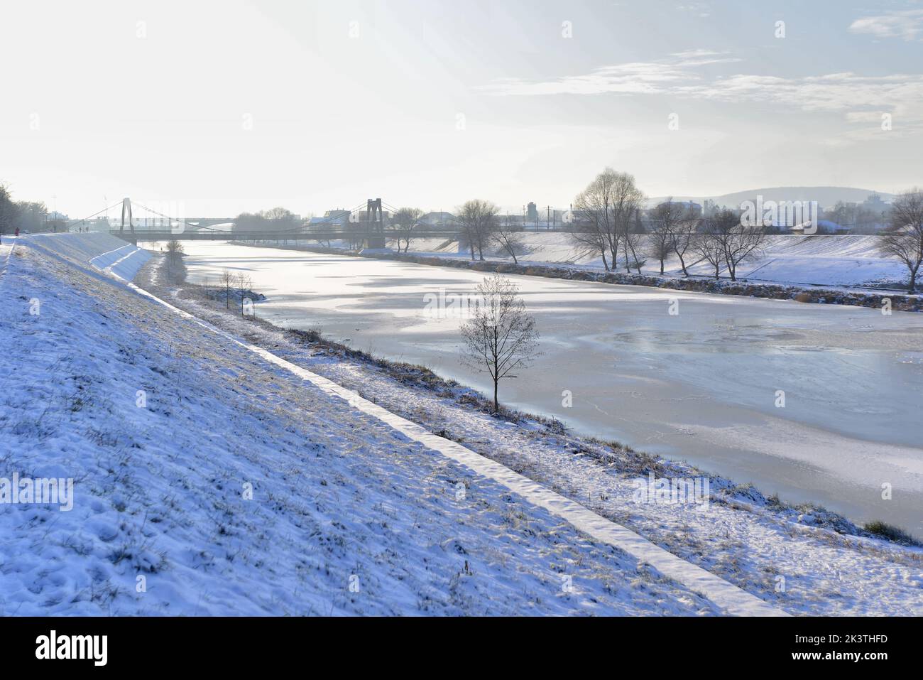 Frozen river in winter Stock Photo - Alamy