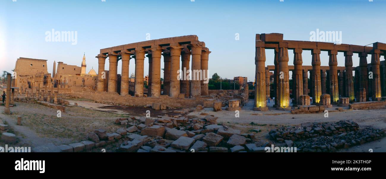 Luxor Egypt Luxor Temple Complex at Dusk Showing the Colonnade and ...