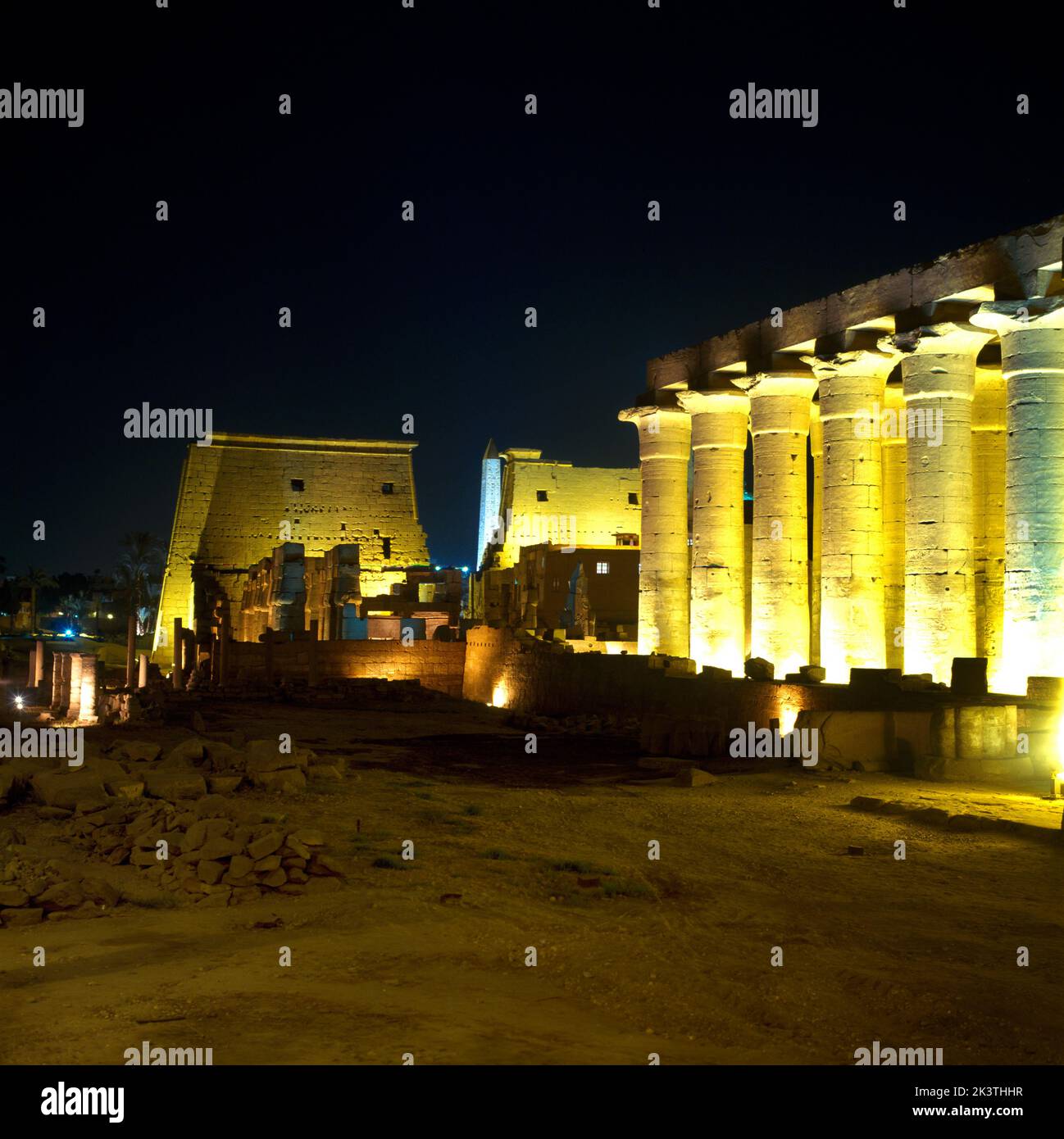 Luxor Egypt Luxor Temple Illuminated at Night Stock Photo - Alamy