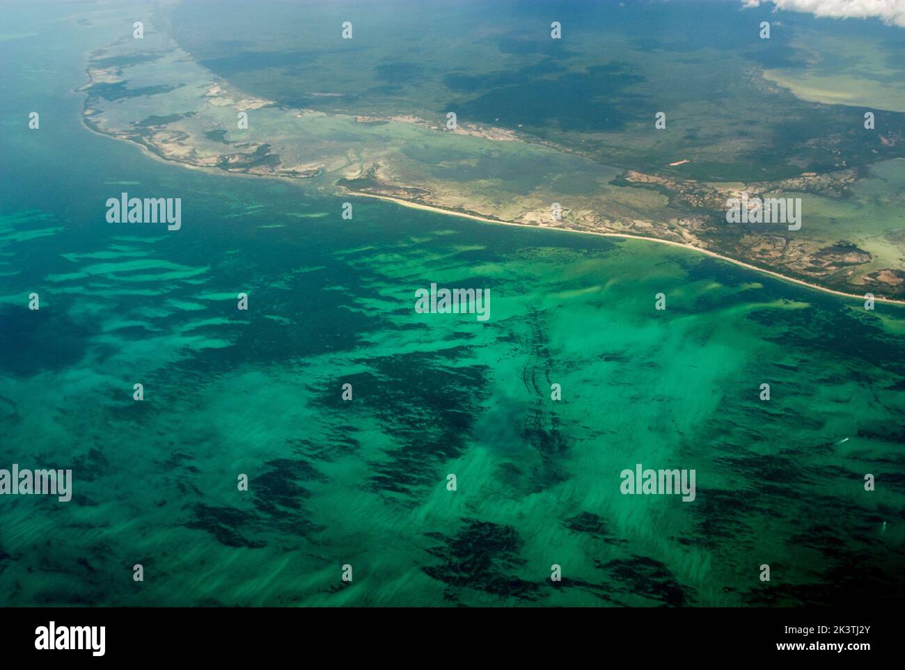 Coast of Mexico, the Yucatan Peninsula, the Caribbean sea and the gulf ...
