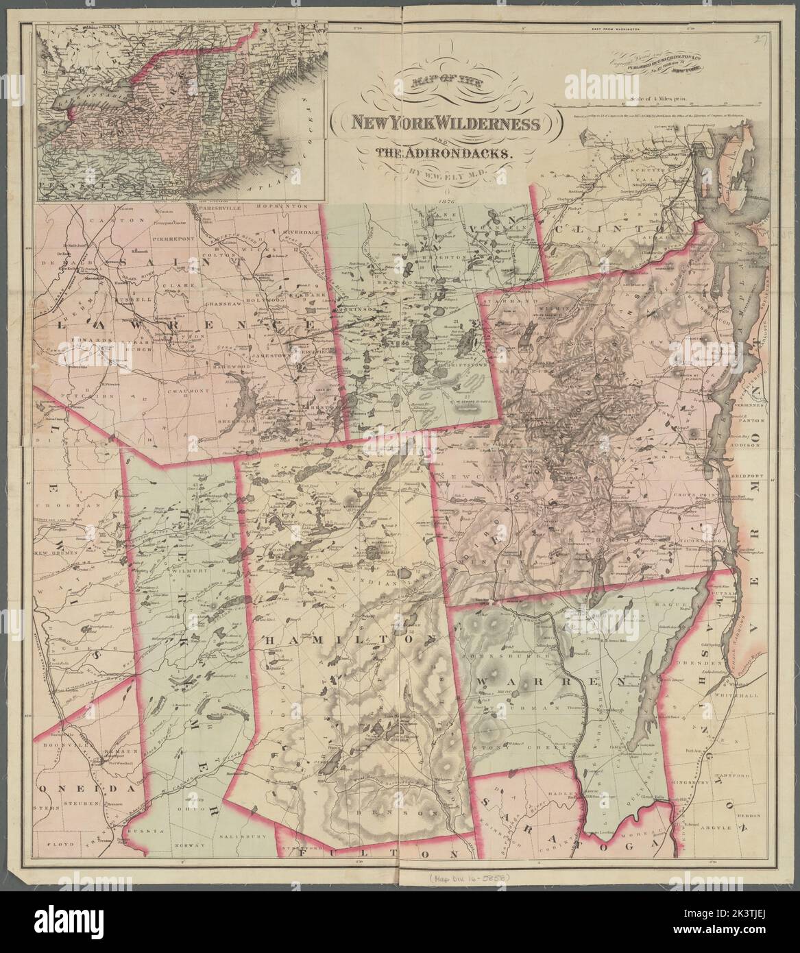 Map of the New York Wilderness and the Adirondacks Cartographic. Maps ...