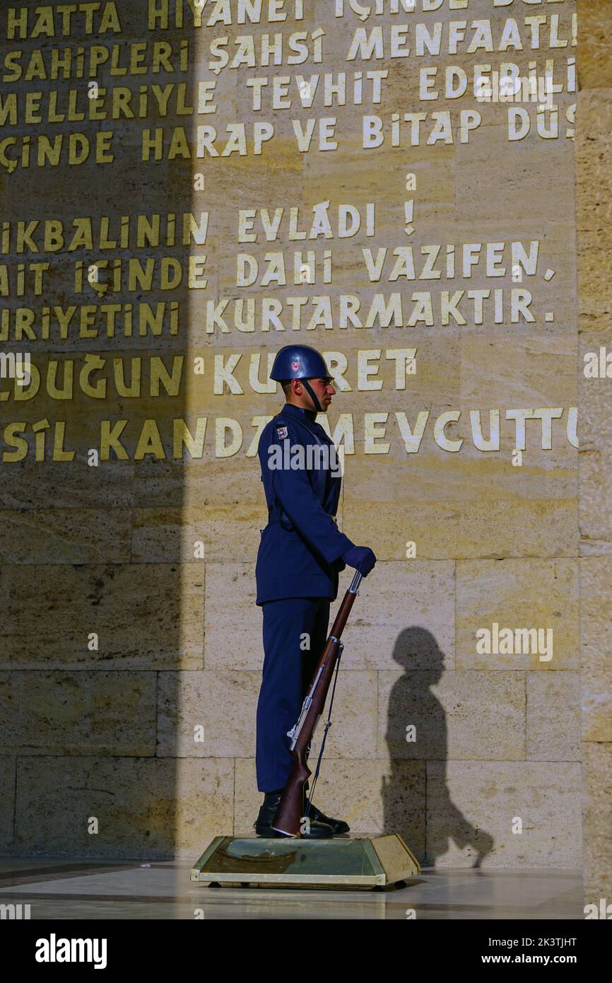 An Anitkabir ceremonial guard soldier standing on duty in Ankara ...