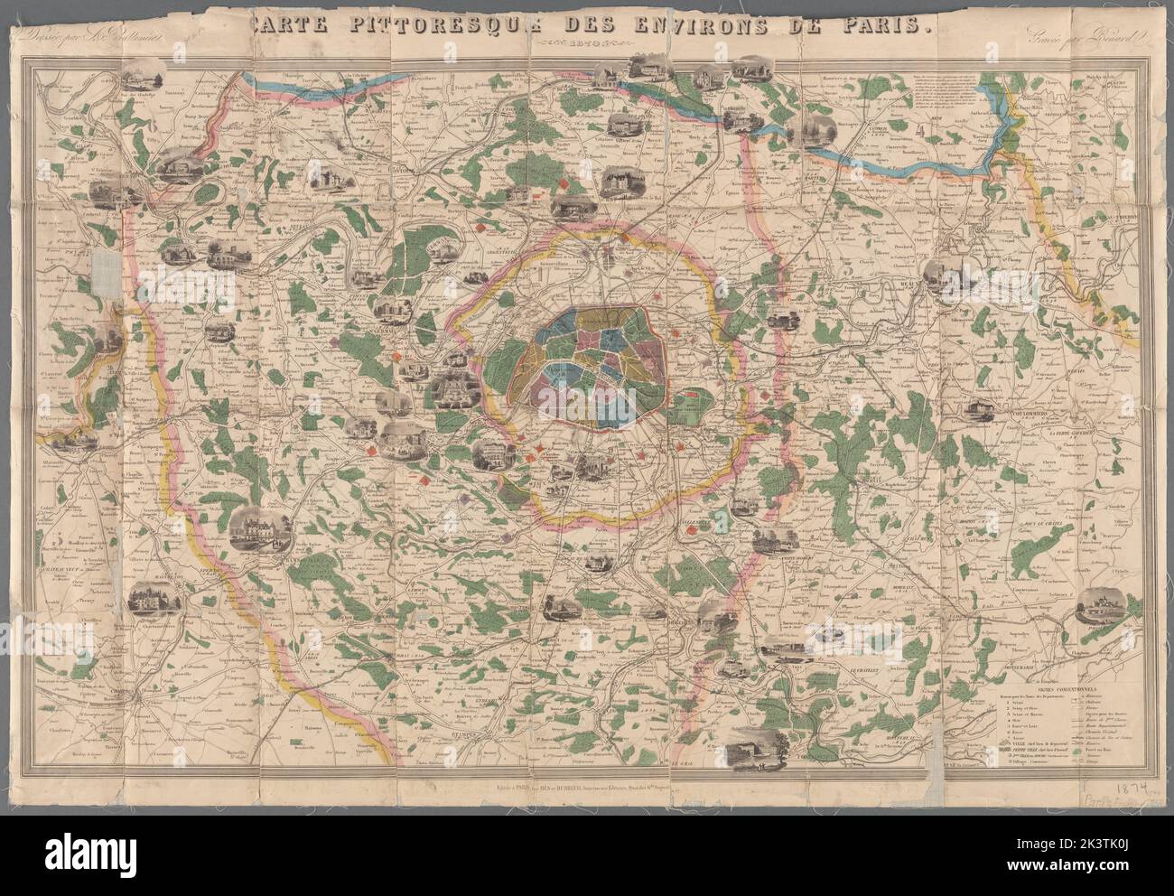 Carte pittoresque des environs de Paris Cartographic. Maps. 1874 ...
