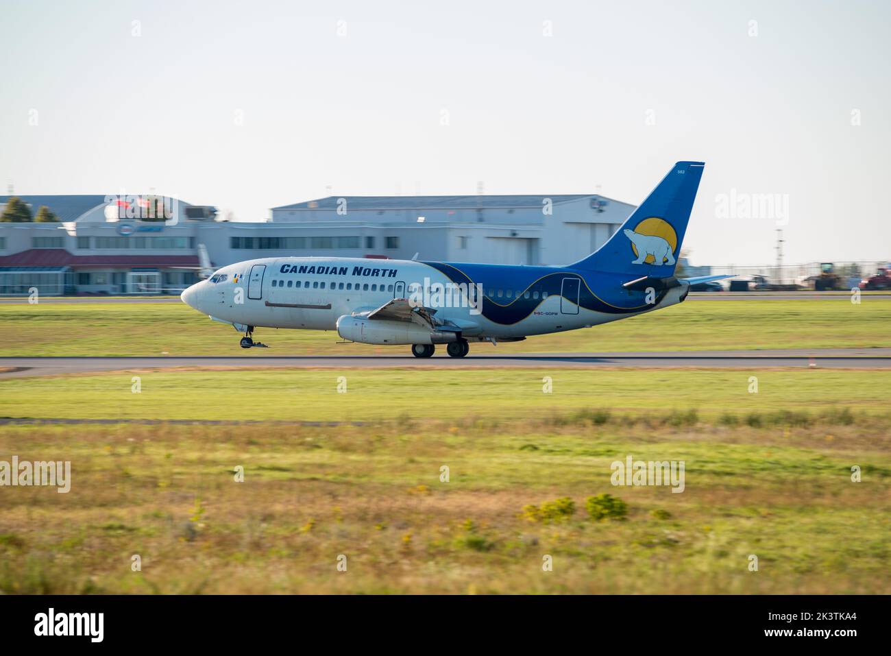 A Canadian North commercial jet aircraft taking off the Ottawa McDonald ...