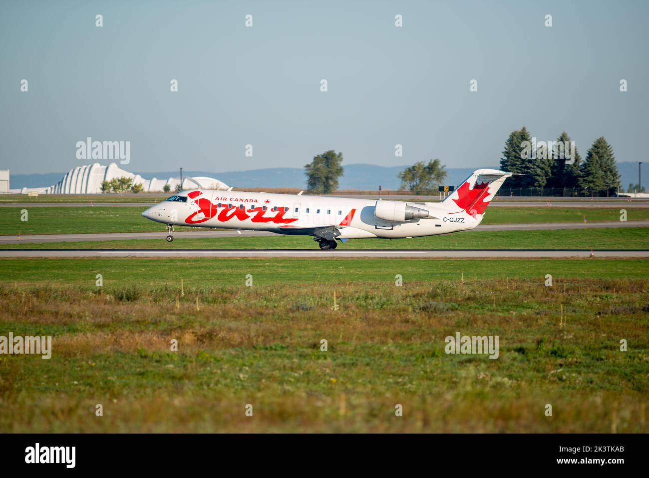 Air Canada Jazz commercial jet aircraft taking off the Ottawa McDonald ...