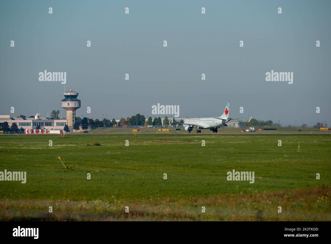 An Air Canada commercial jet aircraft taxiing at the Ottawa McDonald ...