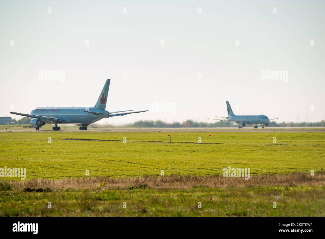 An Air Canada commercial jet aircraft taxiing at the Ottawa McDonald ...