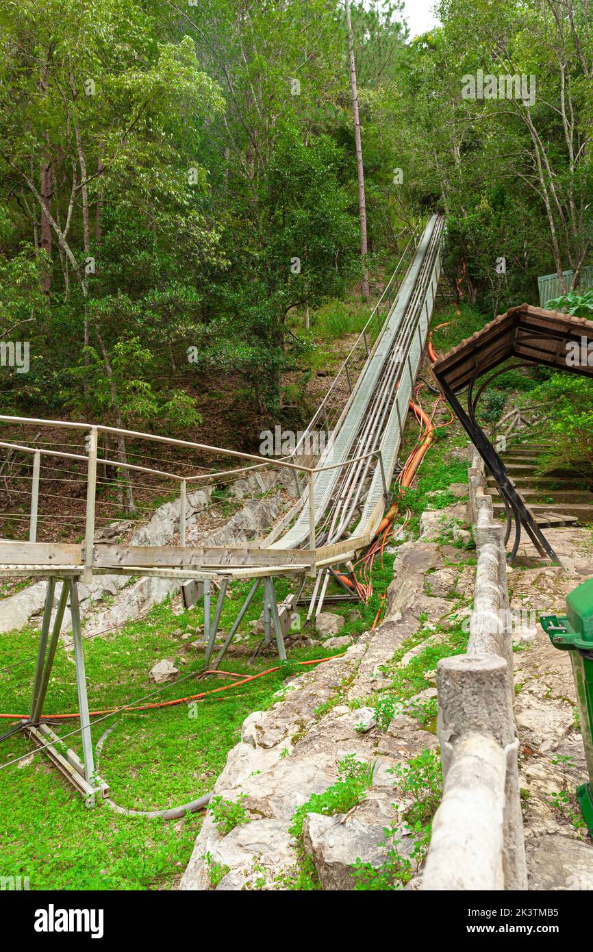 Rail of trolley in Datanla waterfall, Da Lat, Vietnam Stock Photo - Alamy