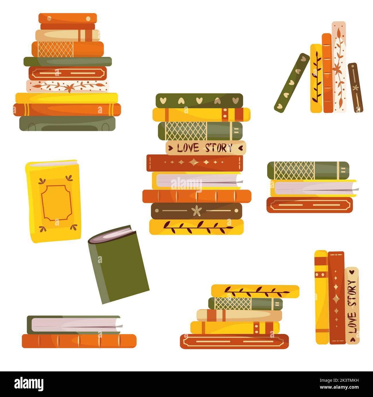 a variety of books with beautiful covers in warm colors. cozy and warm ...