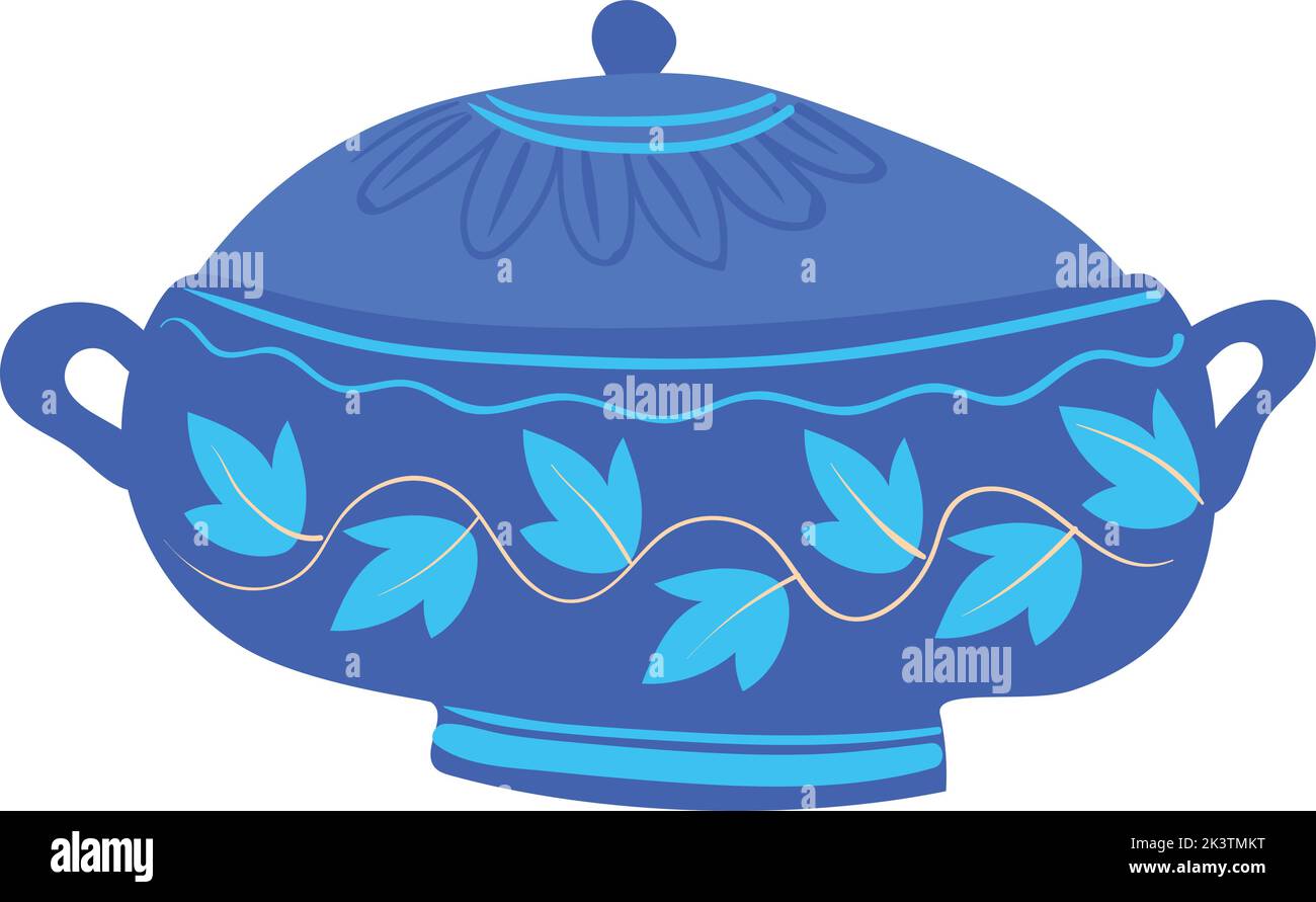 Ceramic pot with scandinavian pattern. Hand drawn dishware isolated on ...