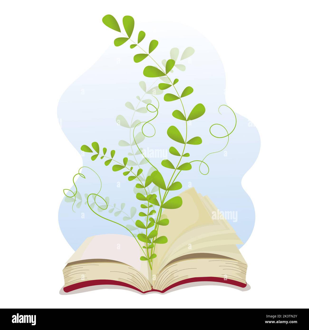 Story book with magic. magical open book from which plants grow Stock ...