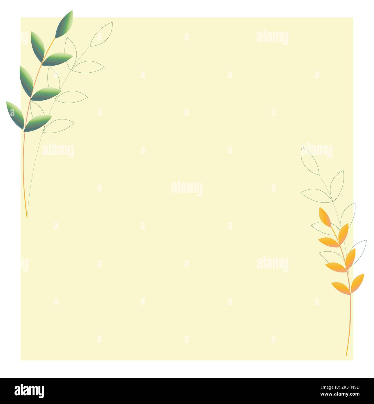 abstract notepad and plants soft yellow background vector Stock Photo ...