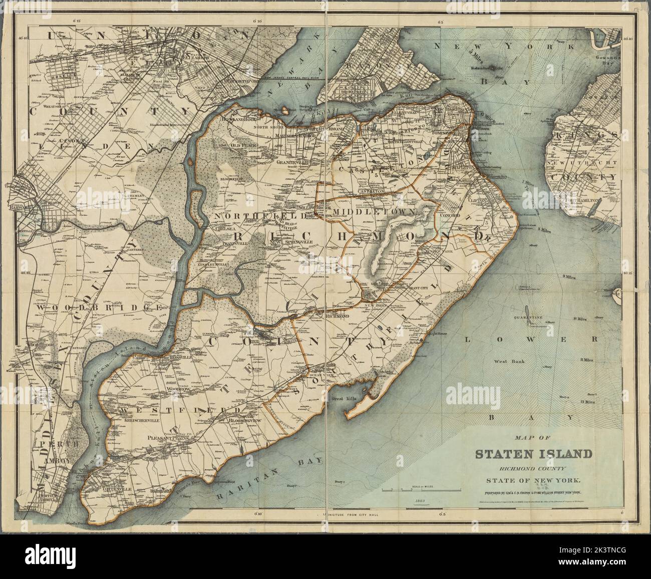 Map of Staten Island, Richmond County, State of New York Colton's map ...