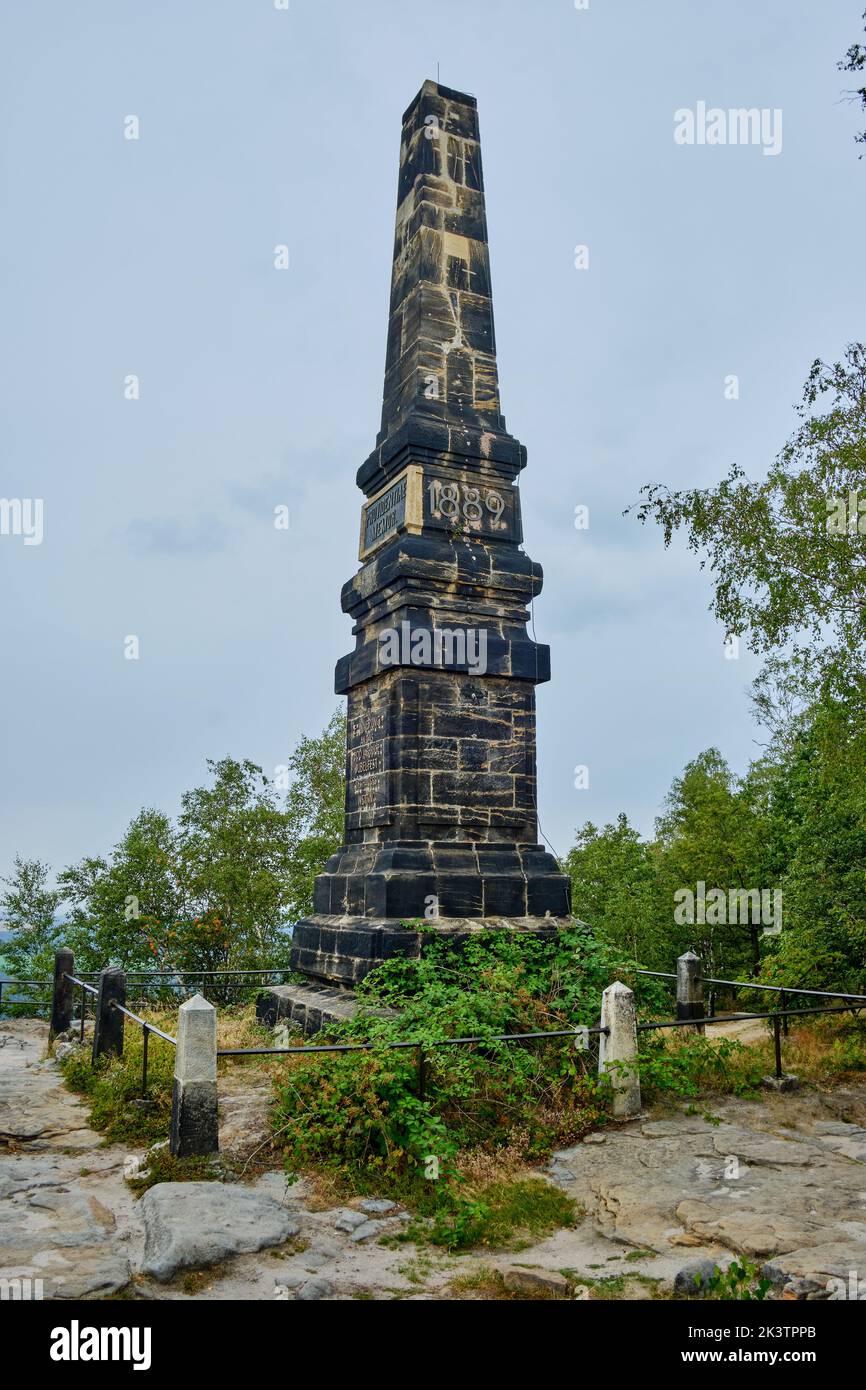 So-called Wettin Obelisk on Lilienstein mountain to celebrate the 800th ...