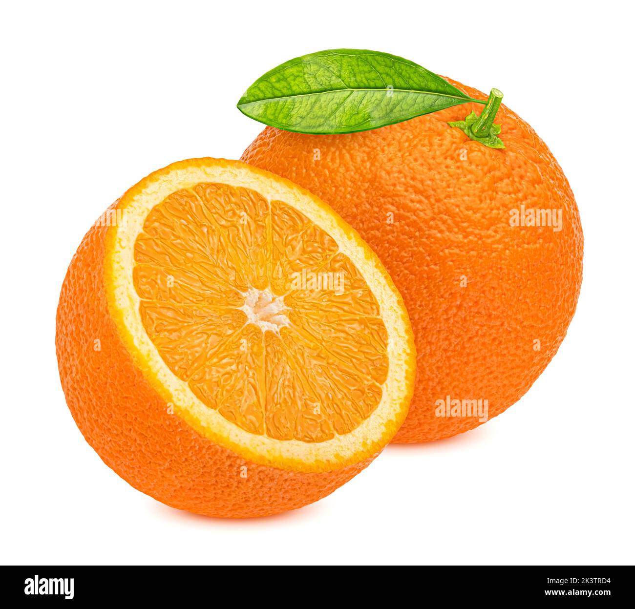 Orange fruits with leaves isolated on white background Stock Photo - Alamy