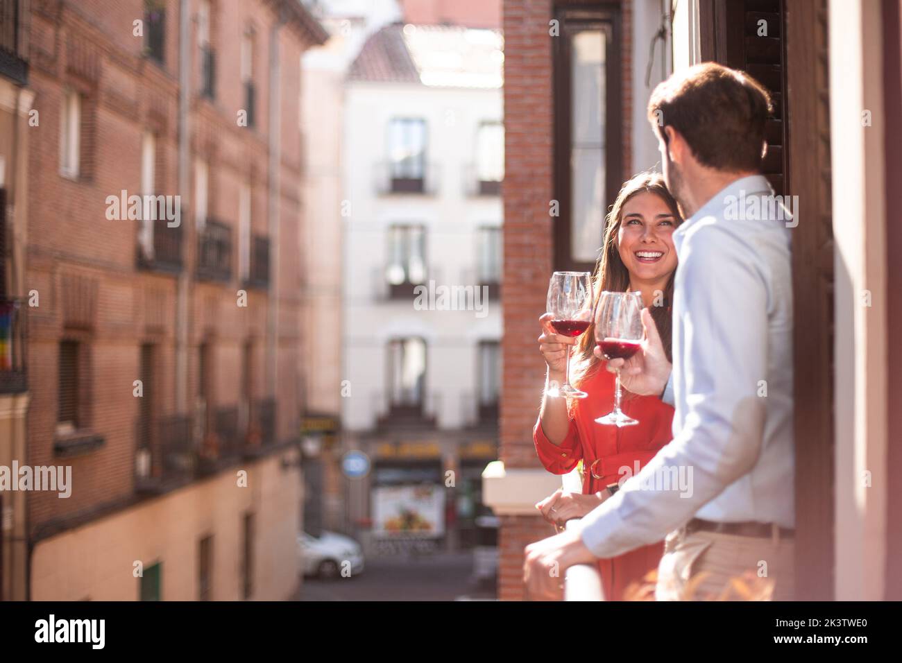 Romantic couple making toast outdoors hi-res stock photography and ...