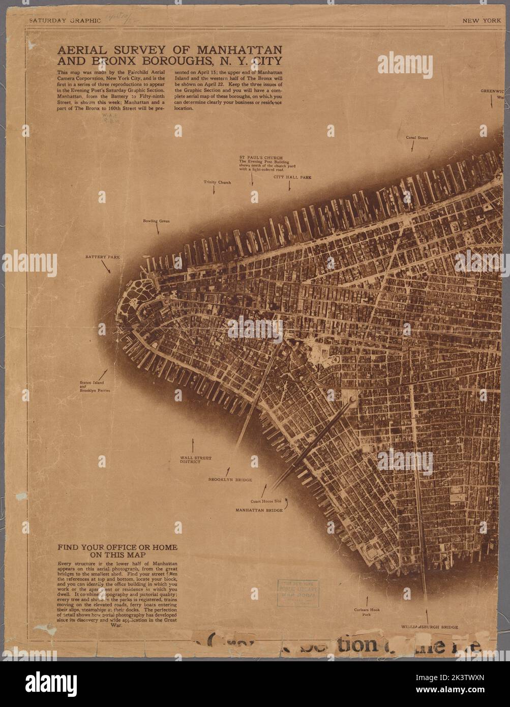 New York City, photographed from two miles up in the air 1922 ...