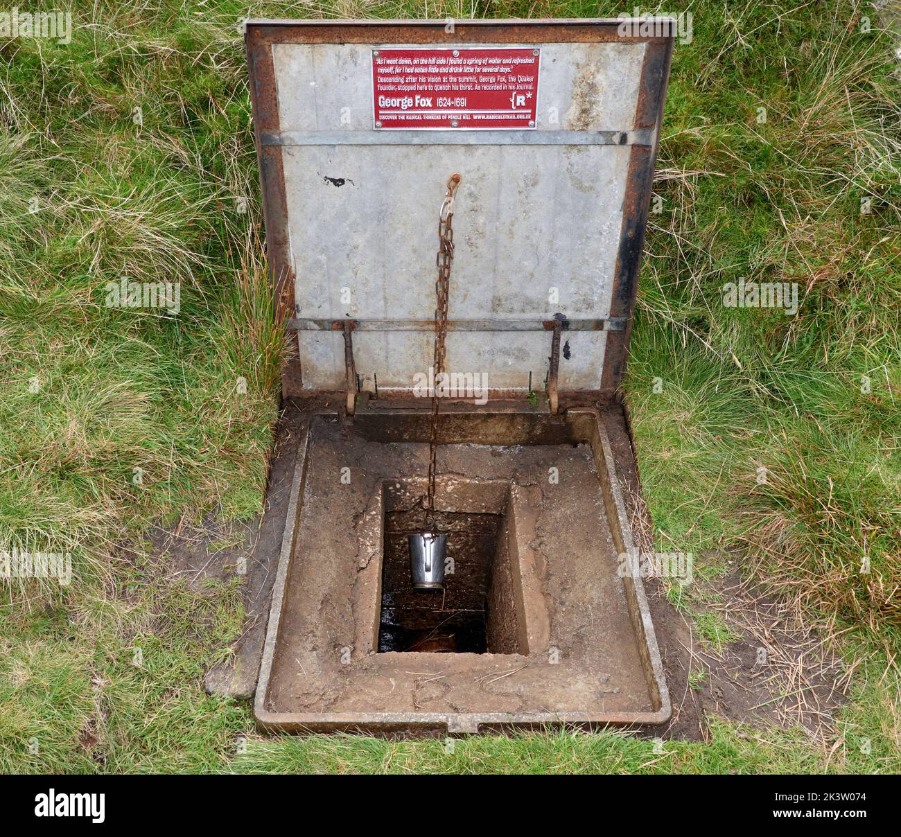 Fox's (or Robin Hood's) Well in west-facing side of Pendle Hill ...