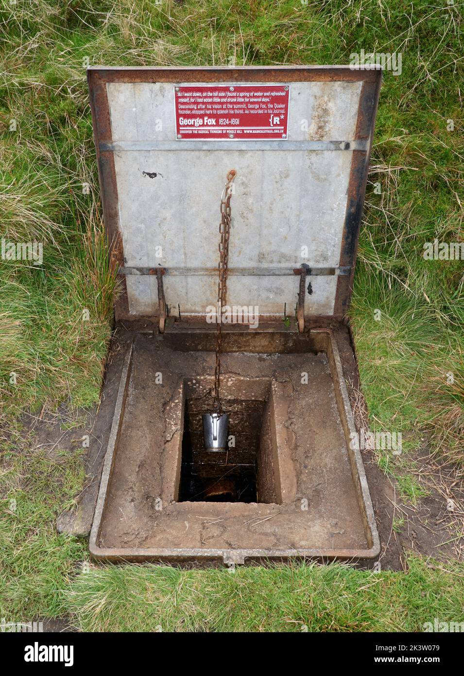 Fox's (or Robin Hood's) Well in west-facing side of Pendle Hill ...
