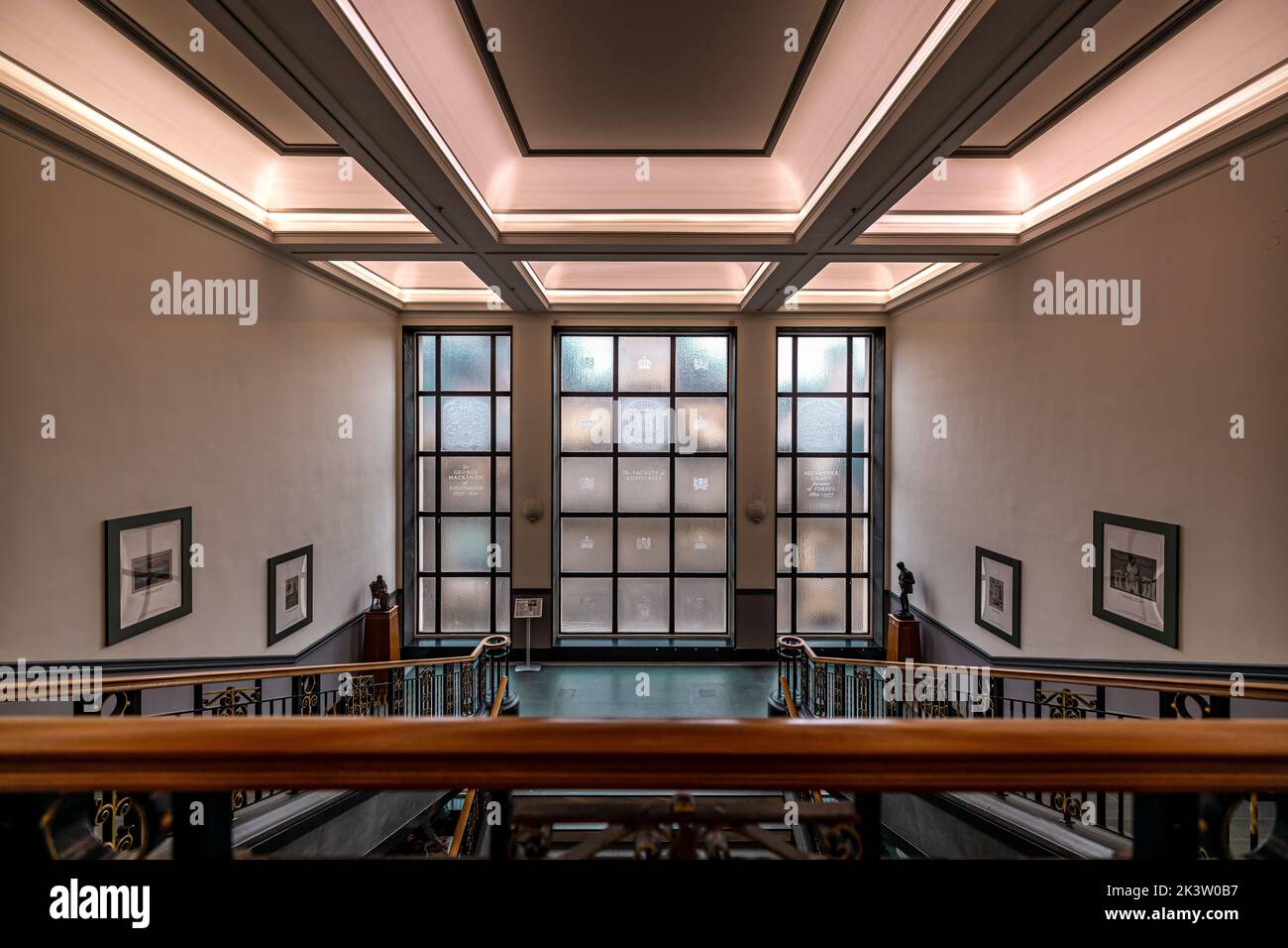 The interior of the public library in Edinburgh with a big window ...