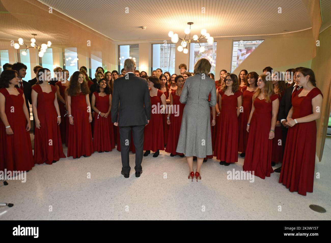 King Philippe - Filip of Belgium and Queen Mathilde of Belgium greet ...